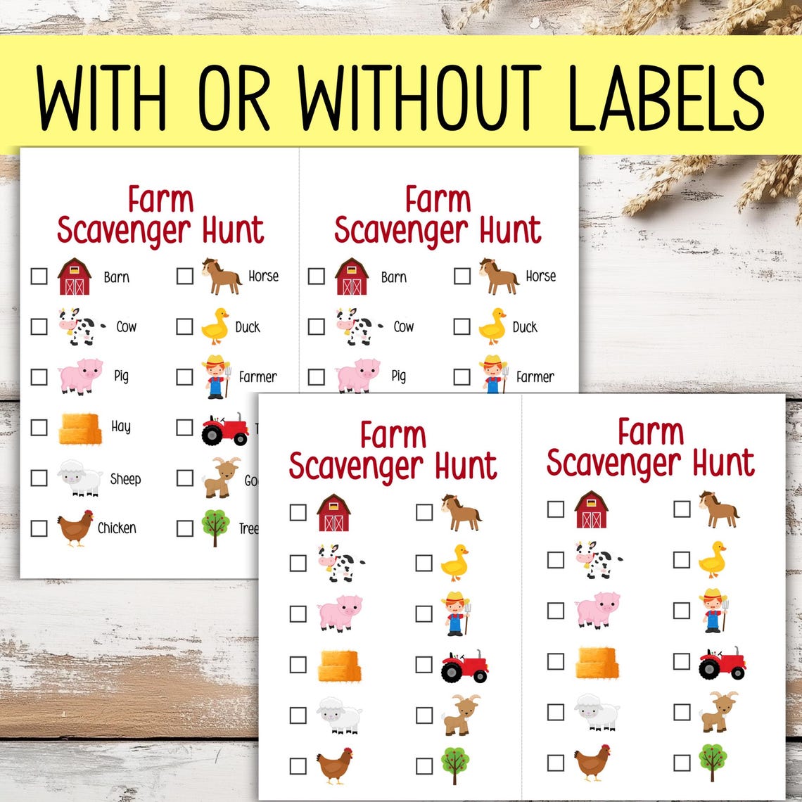 Farm Scavenger Hunt, Farm Animals Scavenger Hunt, Farm Games for Kids ...