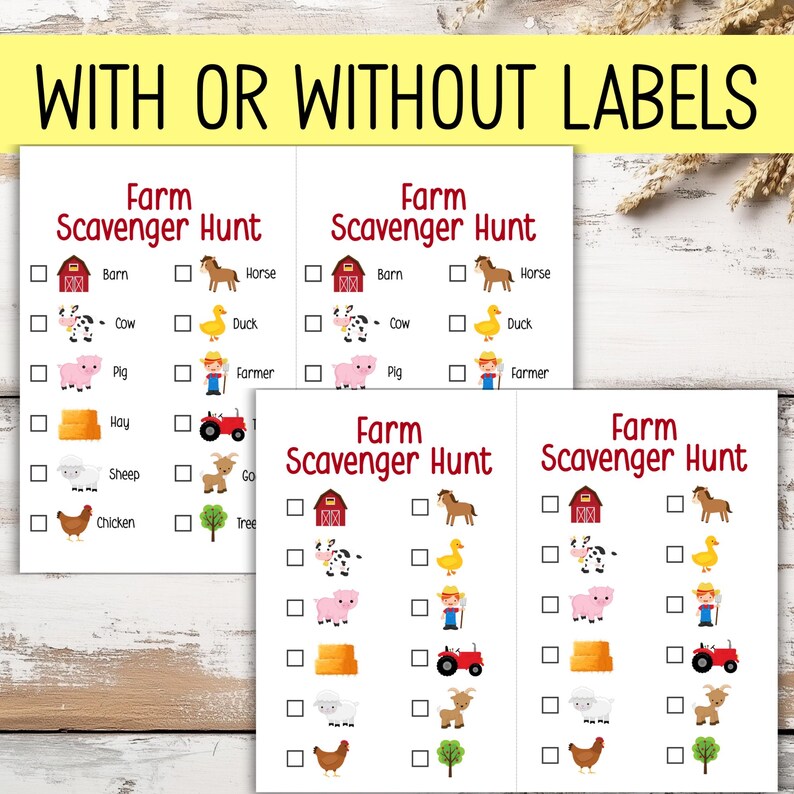 Farm Scavenger Hunt, Farm Animals Scavenger Hunt, Farm Games for Kids ...