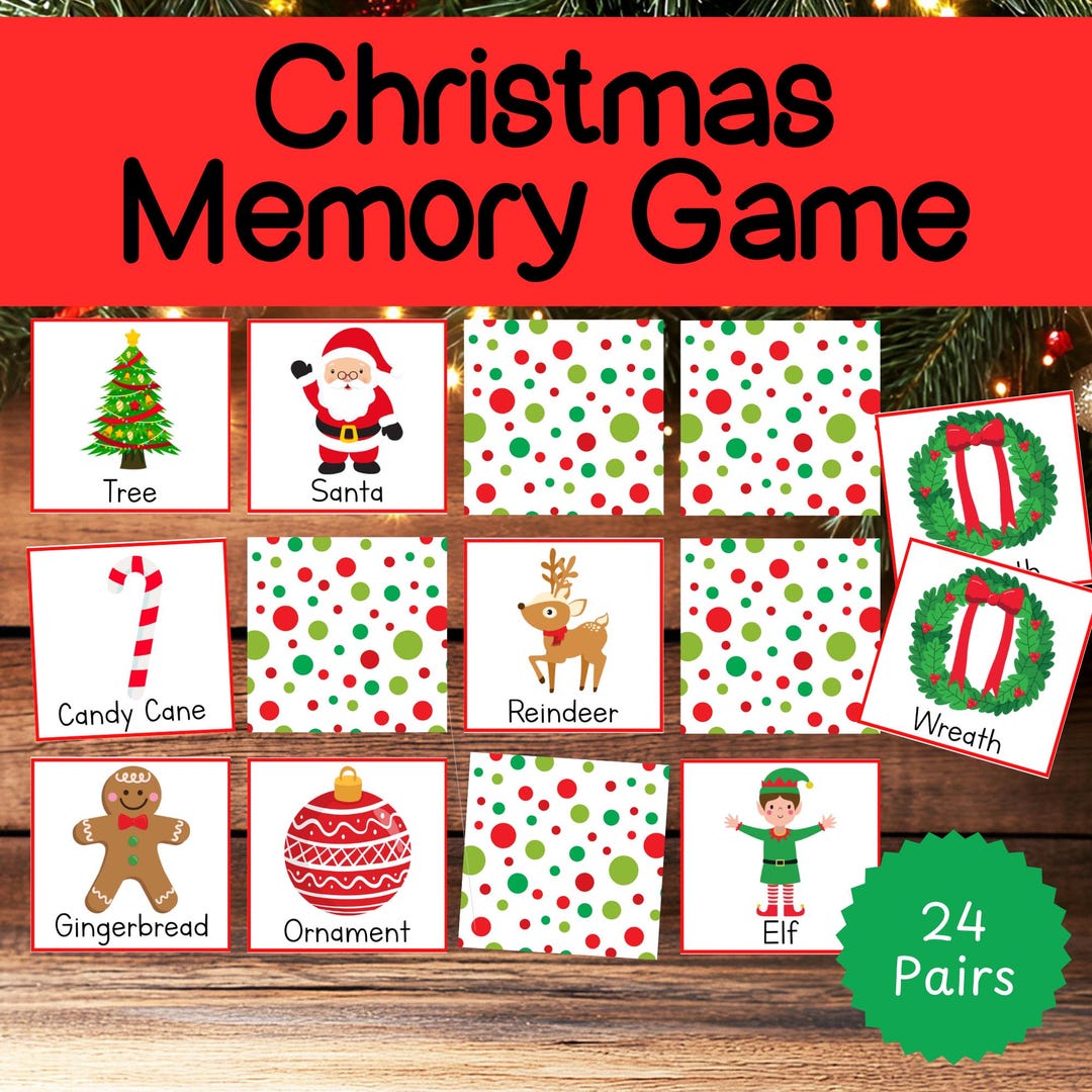 Christmas Memory Game, Christmas Matching Game, Memory Games for Kids ...