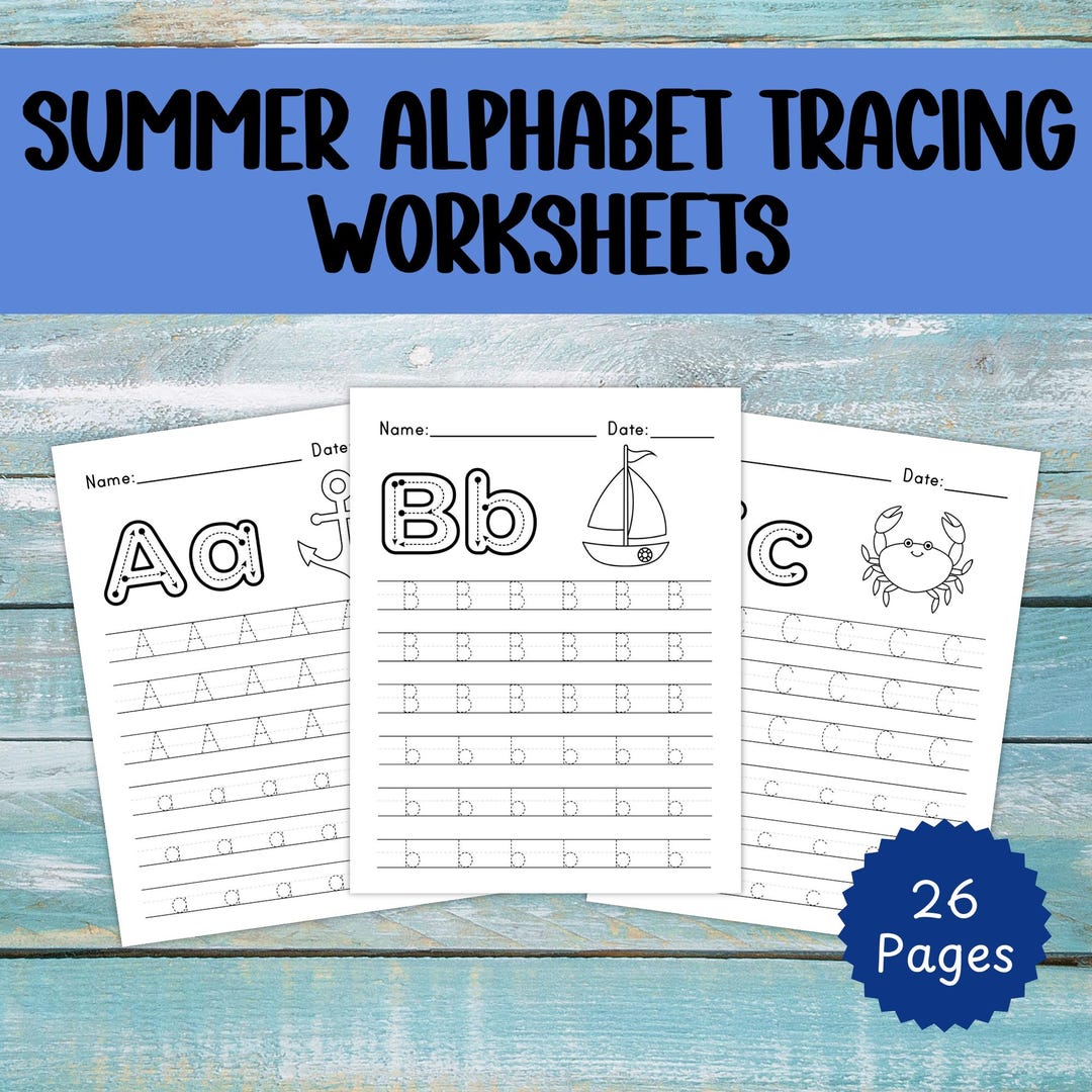 Summer Alphabet Tracing Worksheets, Alphabet Tracing, Letter Tracing ...