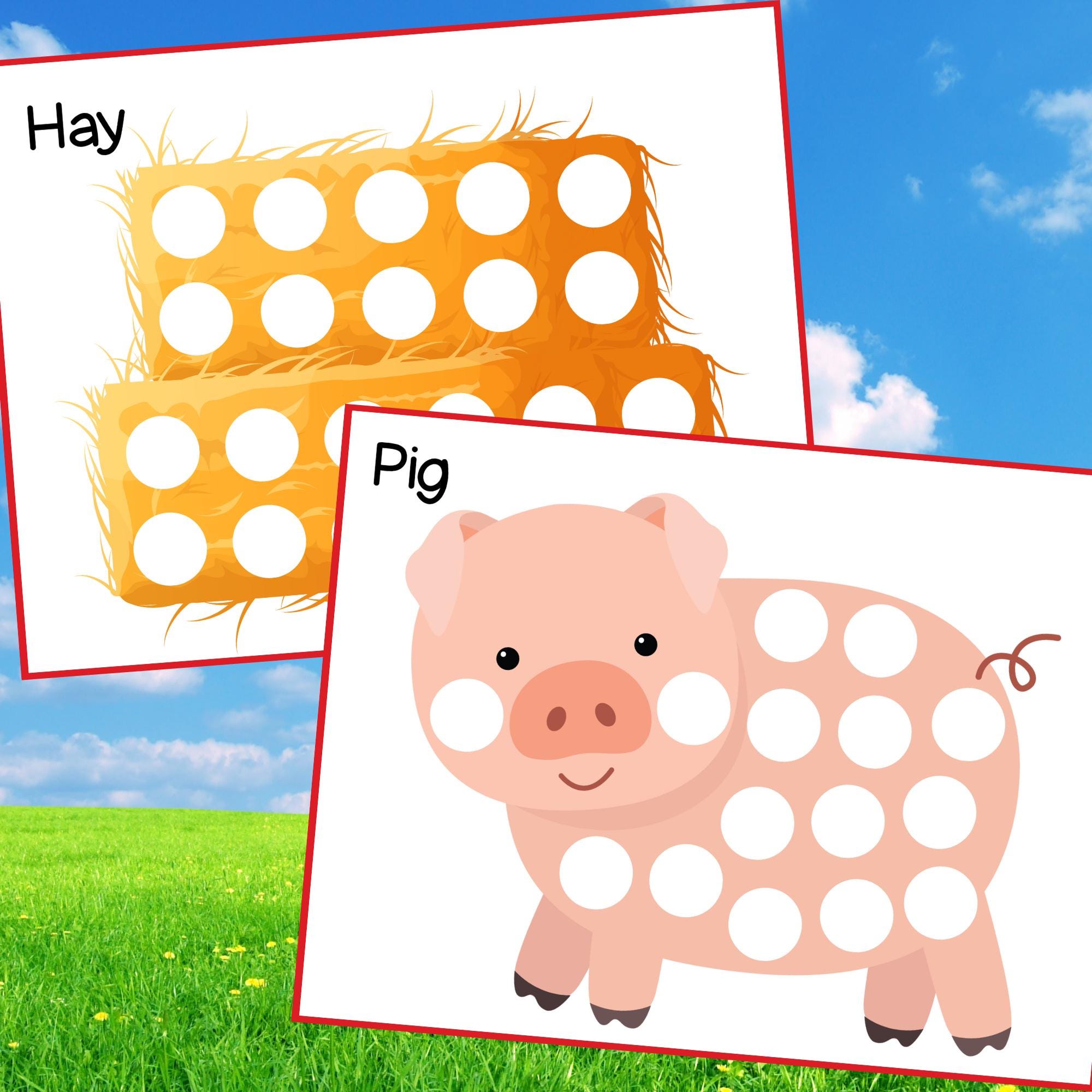 Farm Pom Pom Mats, Pom Pom Mat Printable, Farm Printables, Farm ...