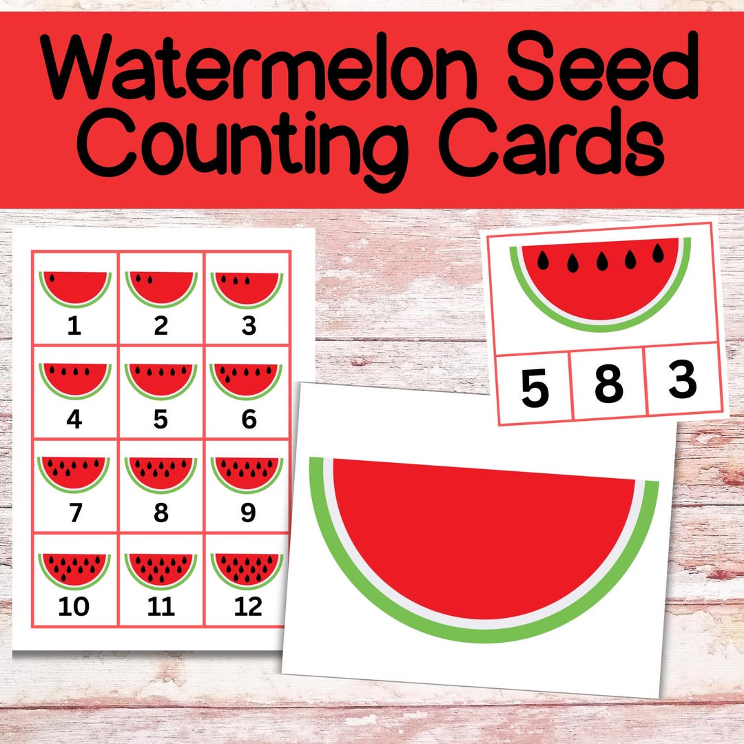 Watermelon Seed Counting Cards, Watermelon Counting, Watermelon Clip ...