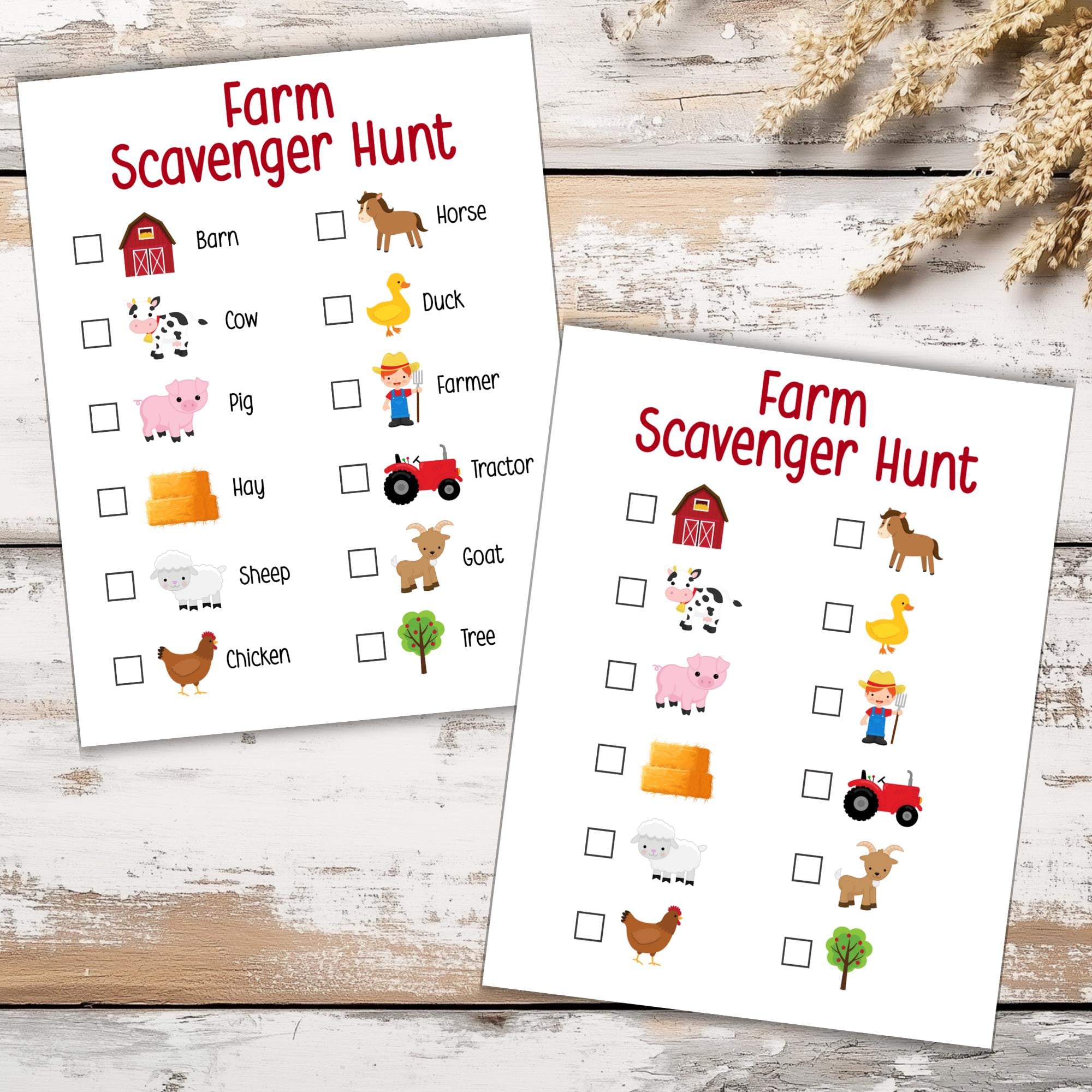 Farm Scavenger Hunt, Farm Animals Scavenger Hunt, Farm Games for Kids ...