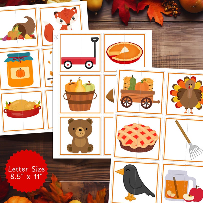 Fall Matching Puzzle Game, Fall Matching Game, Puzzle Games for Kids ...