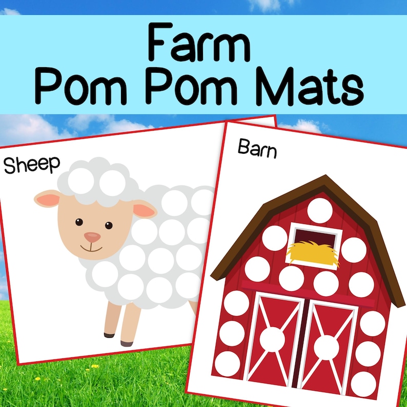 Farm Pom Pom Mats, Pom Pom Mat Printable, Farm Printables, Farm ...
