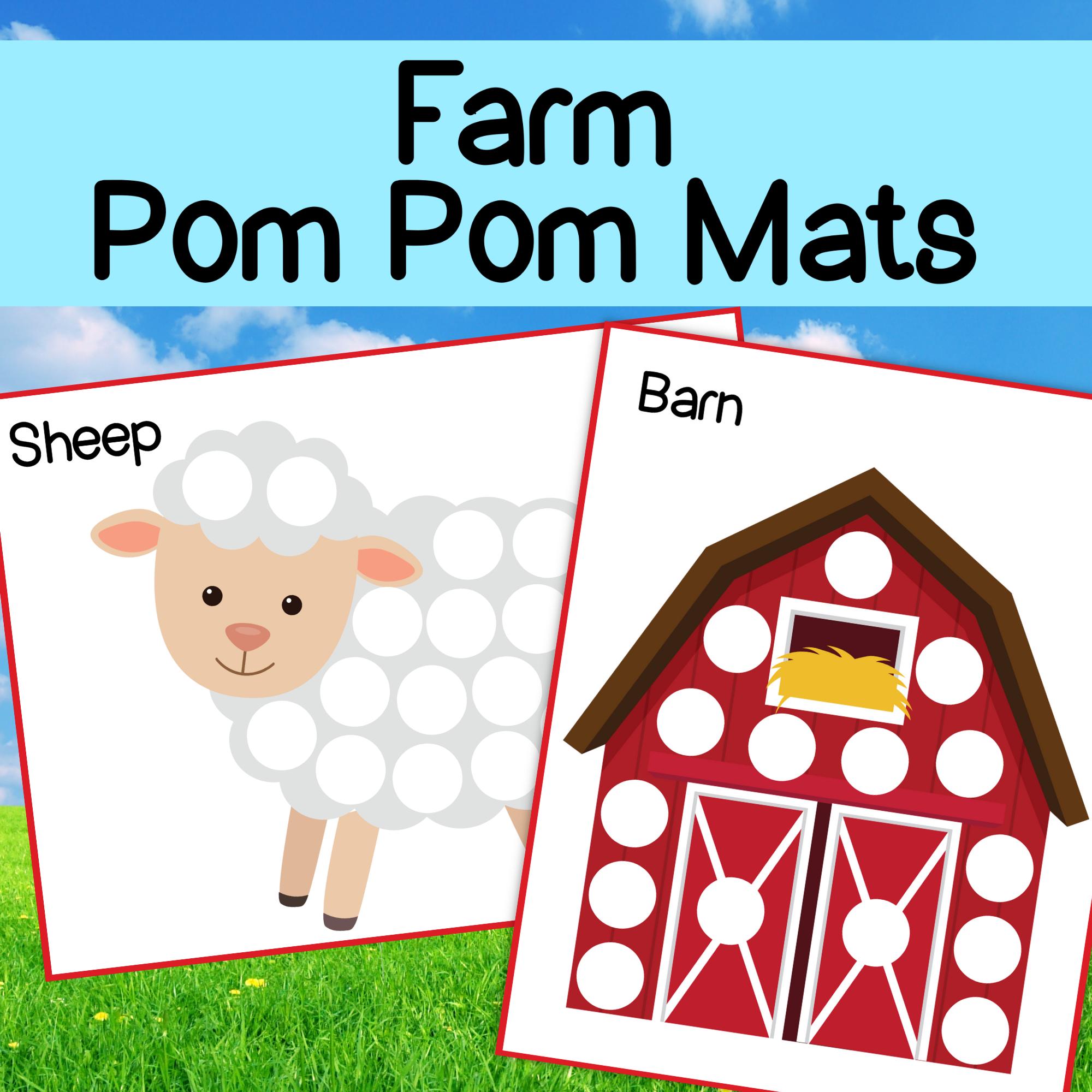Farm Pom Pom Mats, Pom Pom Mat Printable, Farm Printables, Farm ...
