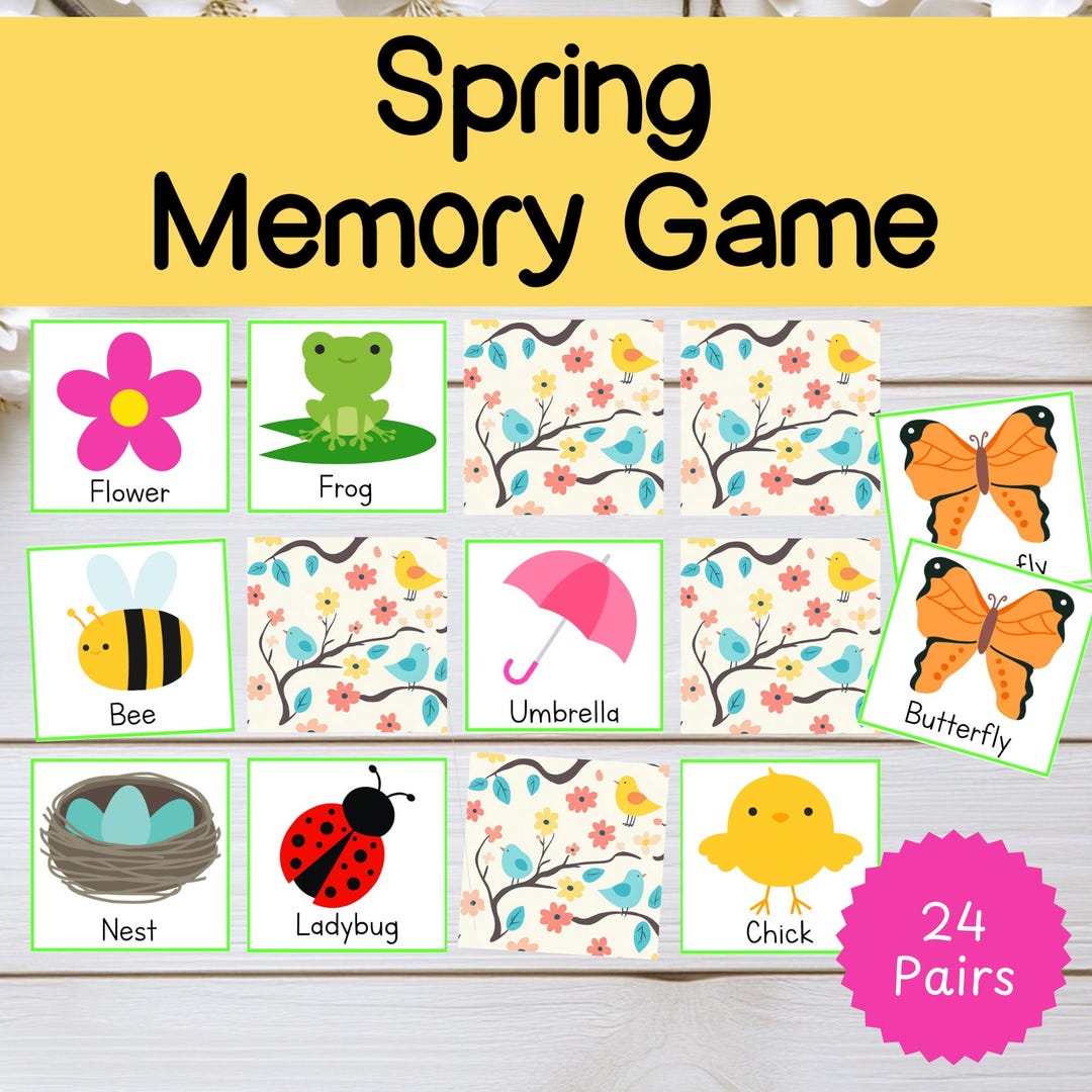 Spring Memory Game, Spring Matching Game, Memory Games for Kids, Spring ...
