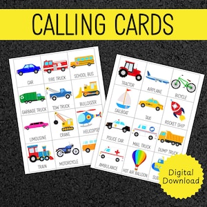 Transportation Bingo, Vehicle Bingo, Printable Bingo, Printable Games ...