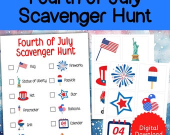 July 4th Scavenger Hunt, Printable 4th of July Treasure Hunt for Kids ...