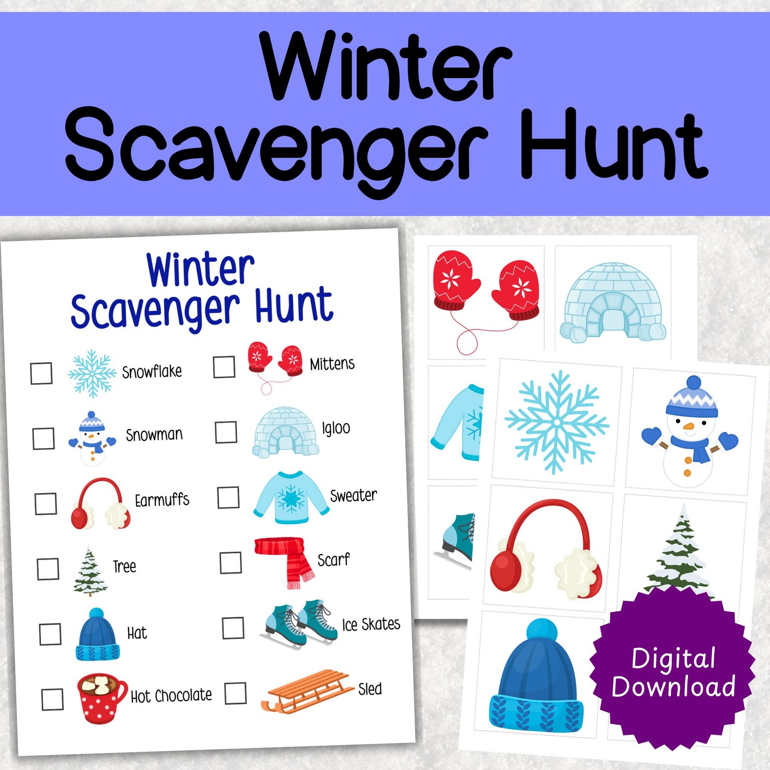 Winter Scavenger Hunt, Winter Treasure Hunt, Printable Scavenger Hunt ...