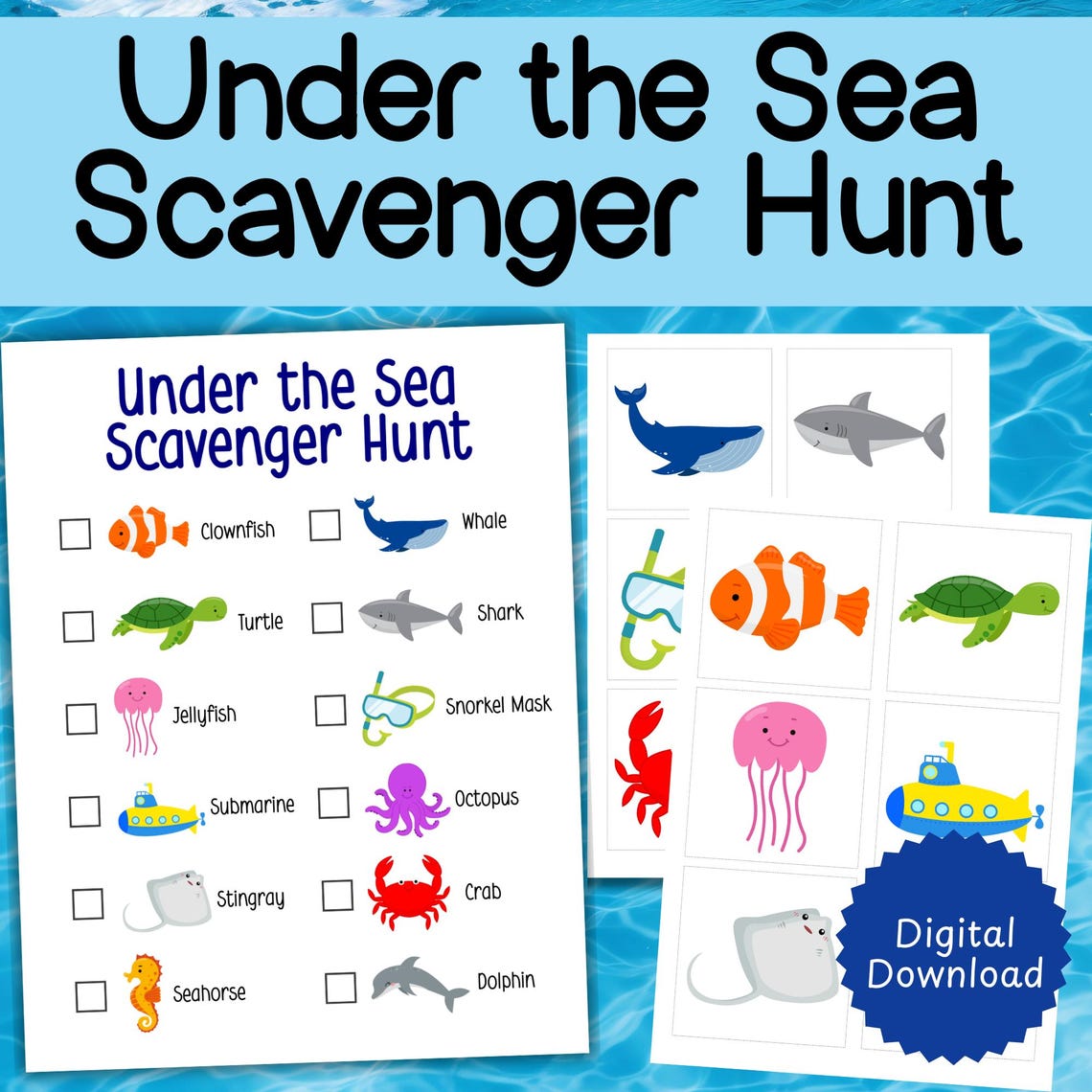 Under the Sea Scavenger Hunt, Ocean Treasure Hunt, Printable Scavenger ...