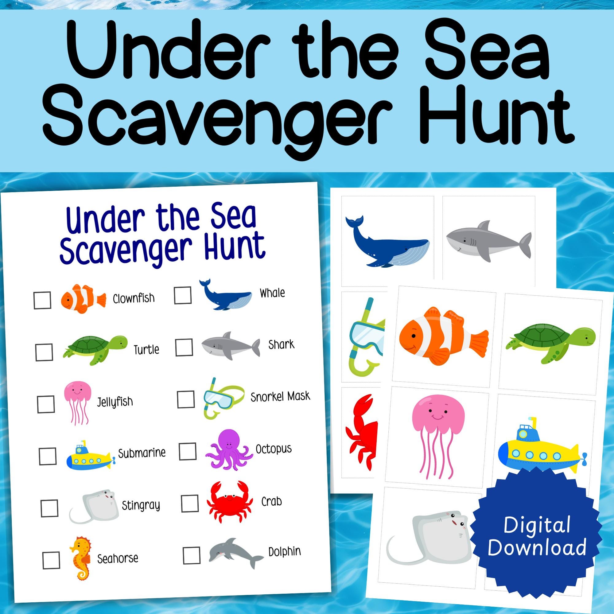 Under the Sea Scavenger Hunt, Ocean Treasure Hunt, Printable Scavenger ...