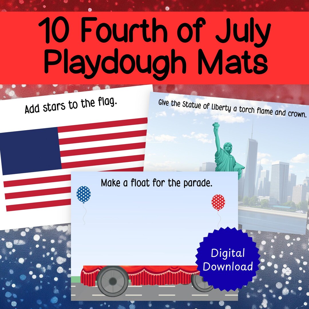 Fourth of July Playdough Mats, Summer Playdough Mats, Fourth of July ...