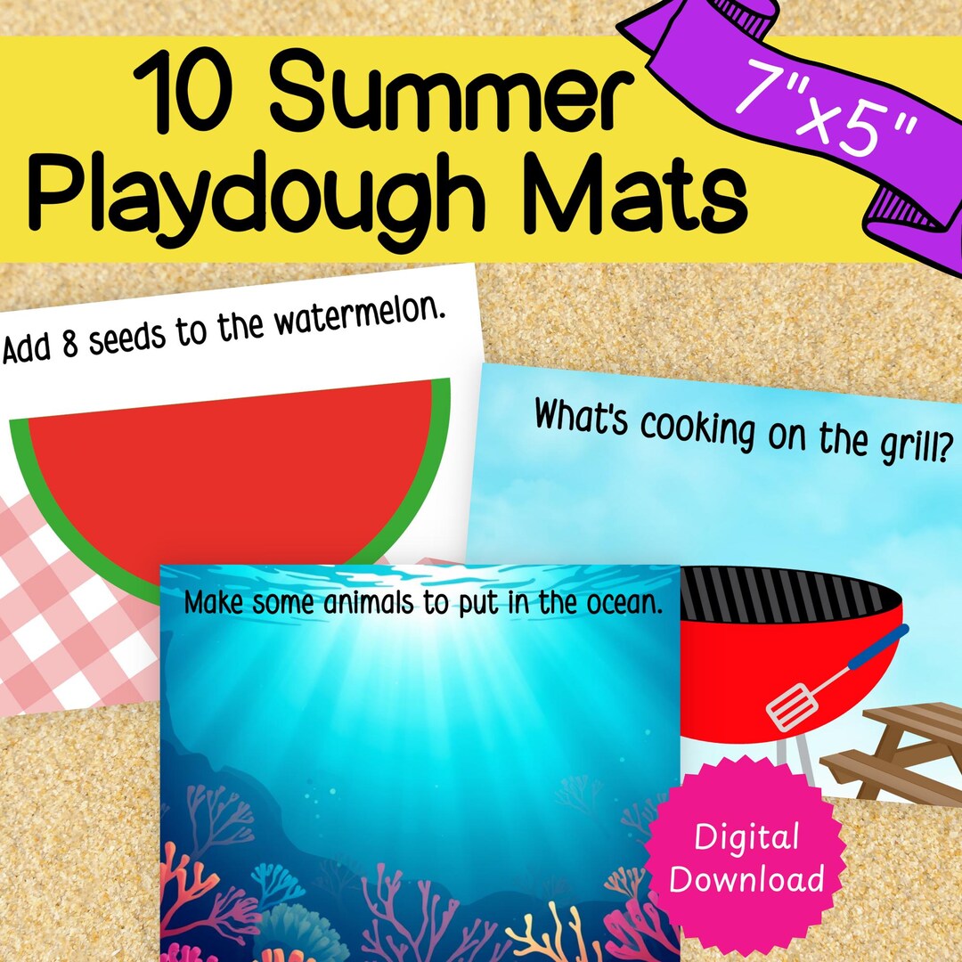 Summer Playdough Mats 7x5, Playdough Mats, Summer Printables, Beach ...