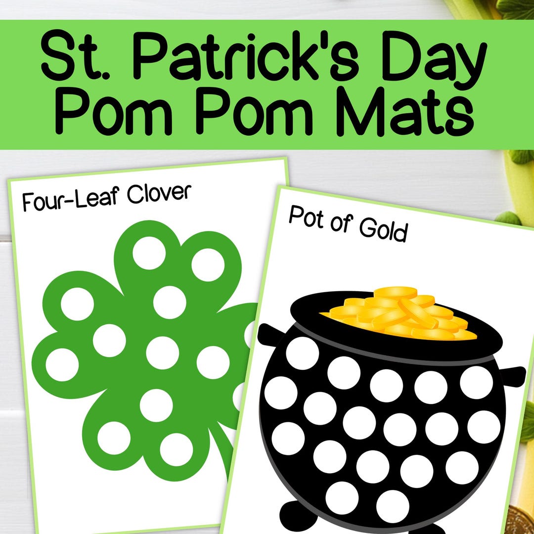 St. Patrick’s Day Pom Pom Mats, Pom Pom Mat Printable, St. Patrick's ...
