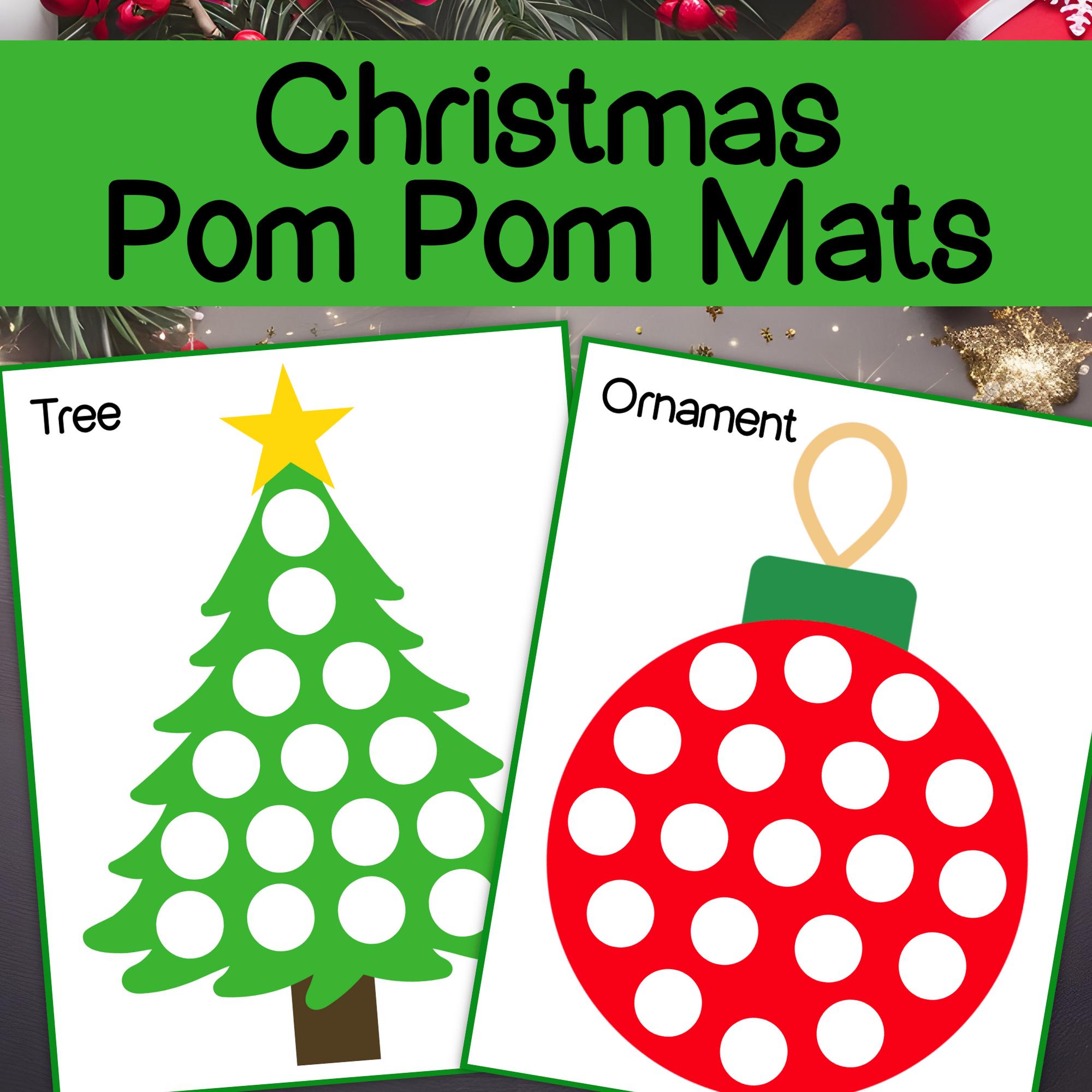 Christmas Pom Pom Mats, Christmas Printables, Winter Pom Pom Mat ...