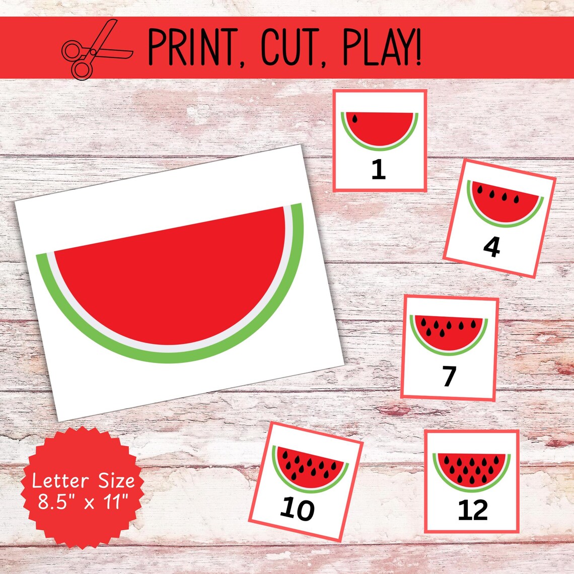 Watermelon Seed Counting Cards, Watermelon Counting, Watermelon Clip ...