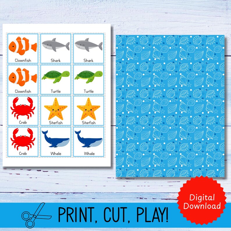 Under the Sea Memory Game, Ocean Matching Game, Memory Games for Kids ...
