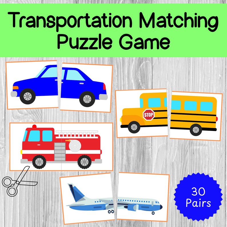 Transportation Matching Puzzle Game, Vehicle Matching Game, Puzzle ...
