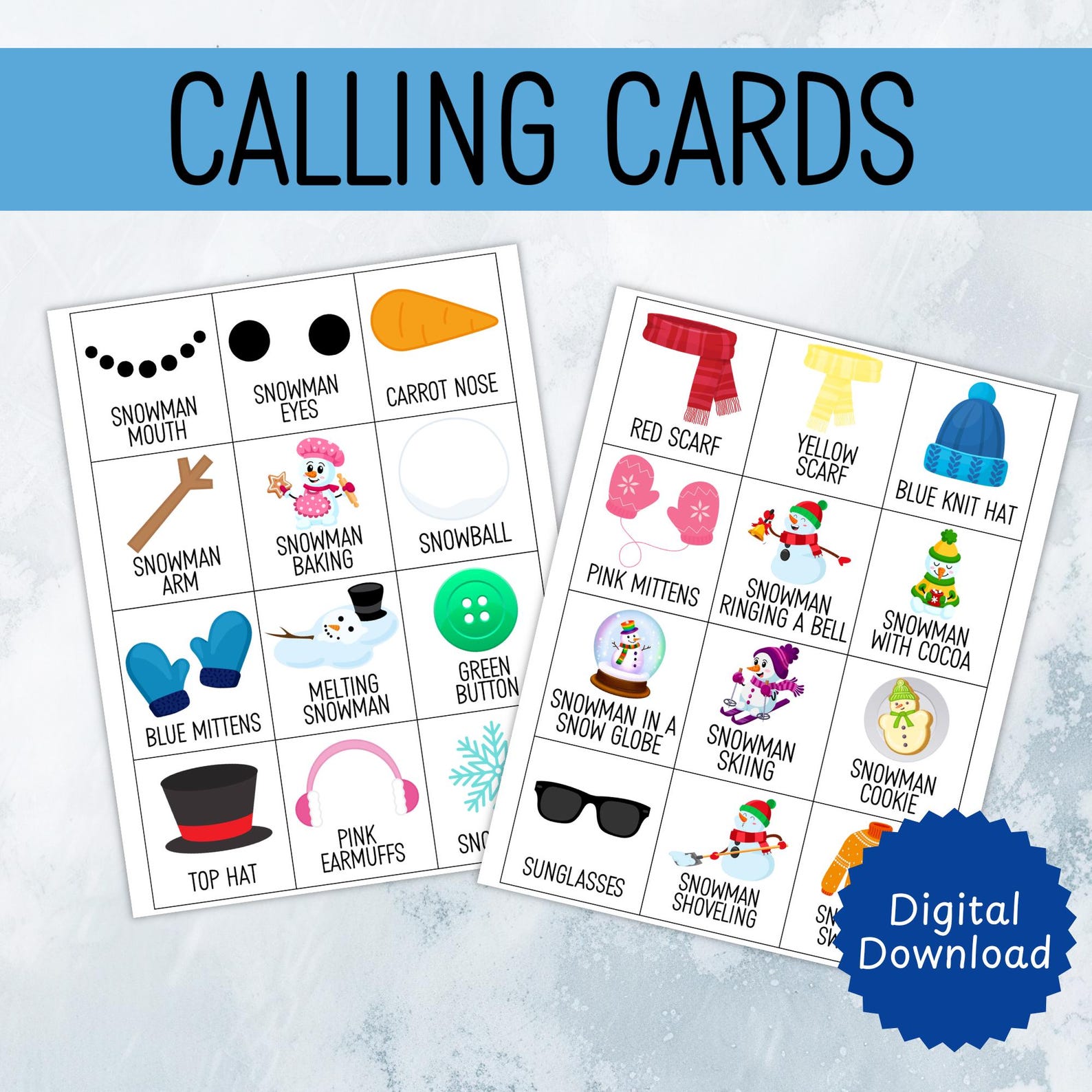 Snowman Bingo, Winter Bingo, 30 Winter Bingo Cards, Printable Games ...