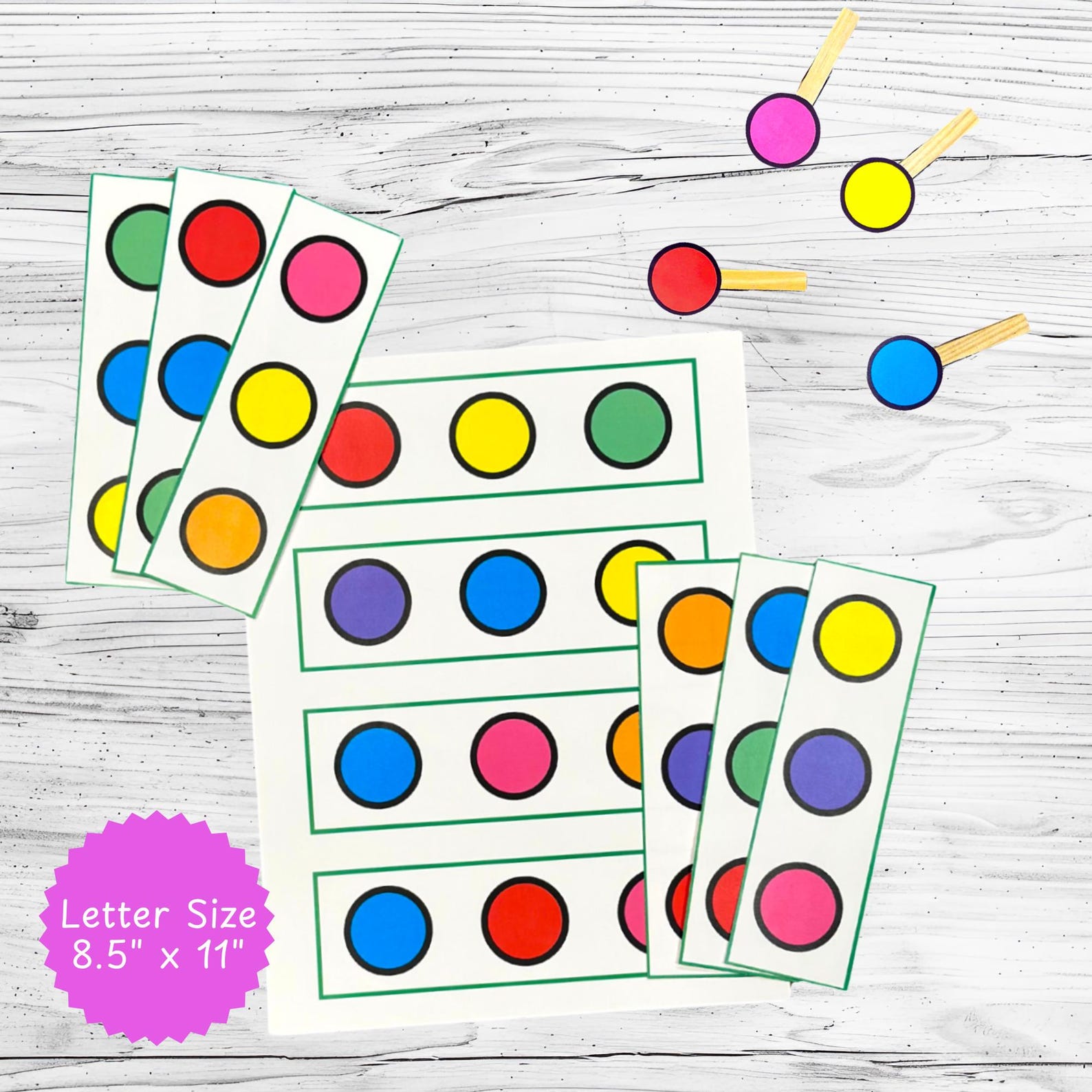 Fine Motor Color Matching Flowers Game, Color Matching Printables, Clip ...