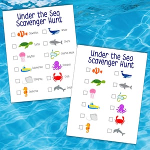 Under the Sea Scavenger Hunt, Ocean Treasure Hunt, Printable Scavenger ...