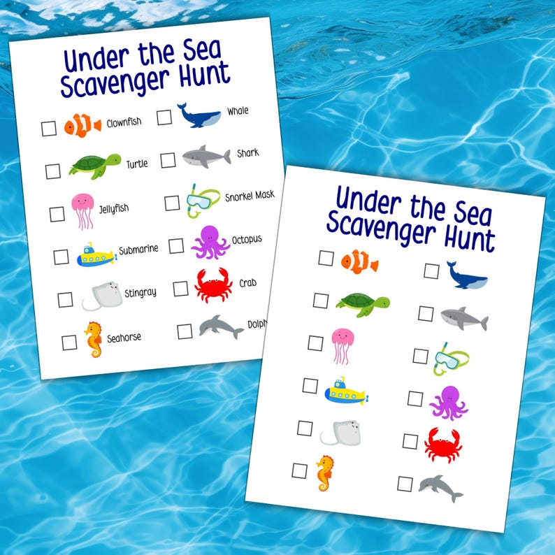 Under the Sea Scavenger Hunt, Ocean Treasure Hunt, Printable Scavenger ...