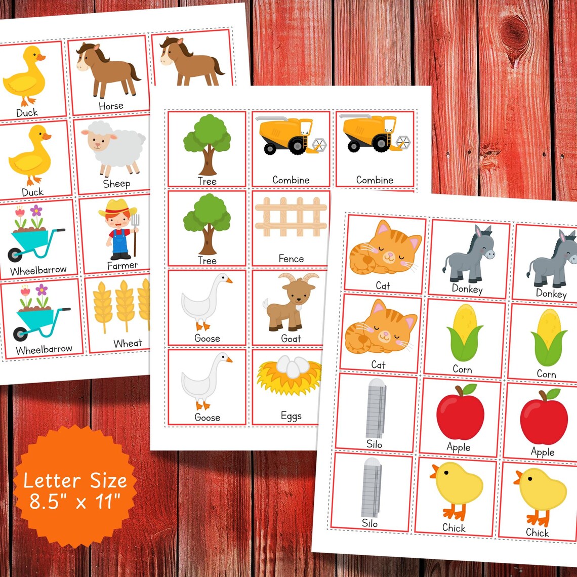 Farm Memory Game, Farm Matching Game, Memory Games for Kids, Farm Matching Activities, Preschool ...