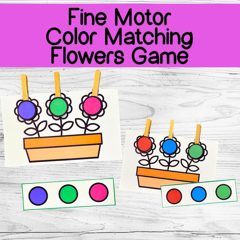 Fine Motor Color Matching Flowers Game, Color Matching Printables, Clip ...