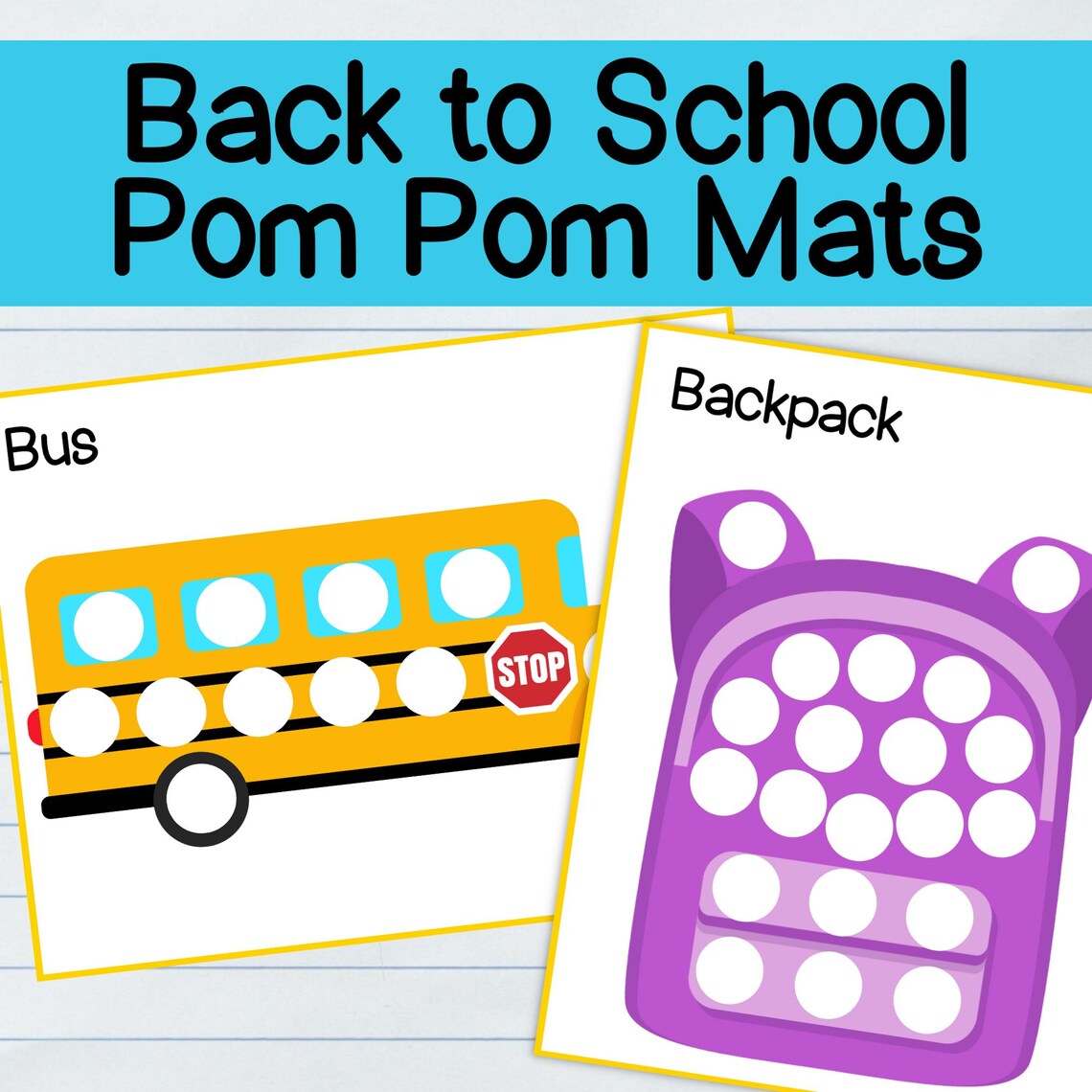 Back to School Pom Pom Mats, Pom Pom Mat Printable, Back to School ...