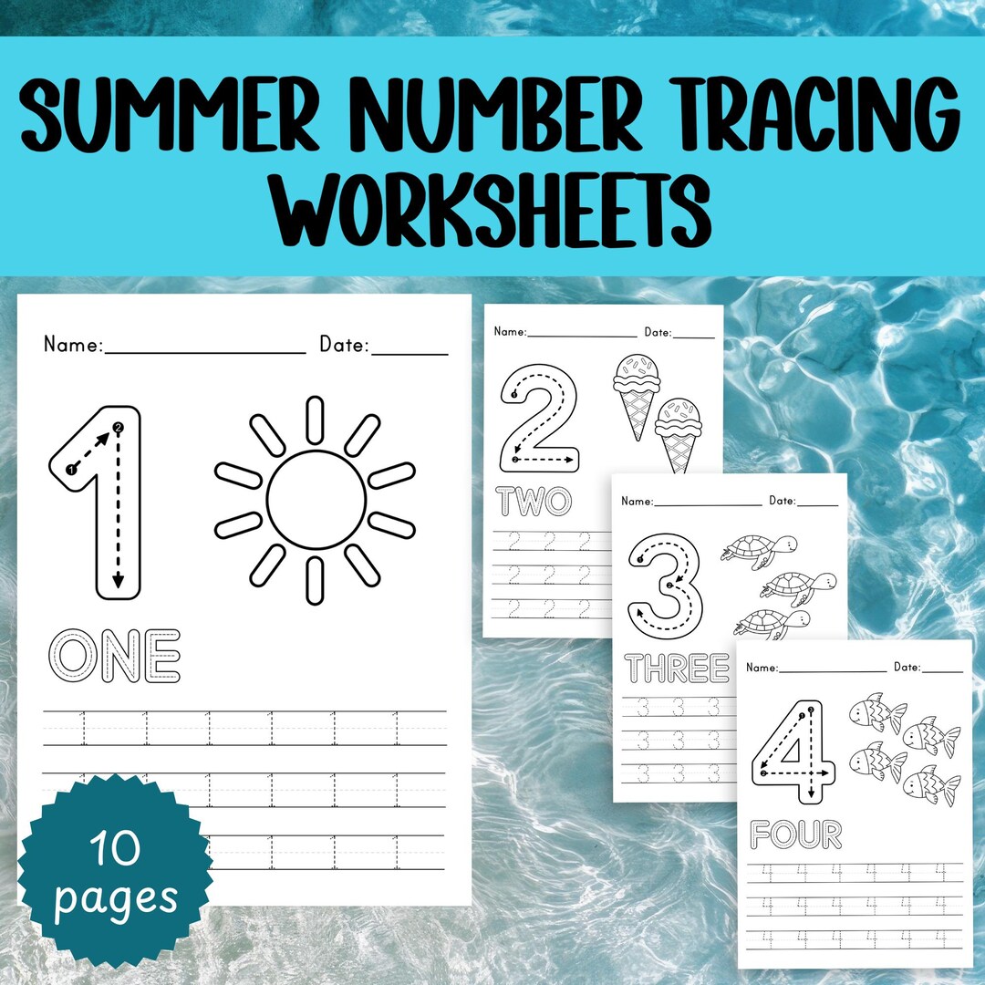 Summer Number Tracing Worksheets, Number Tracing Worksheets, Traceable ...