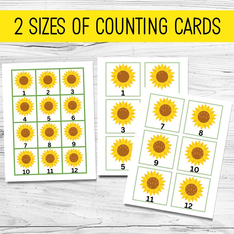 Sunflower Counting Cards, Sunflower Counting, Sunflower Clip Cards ...