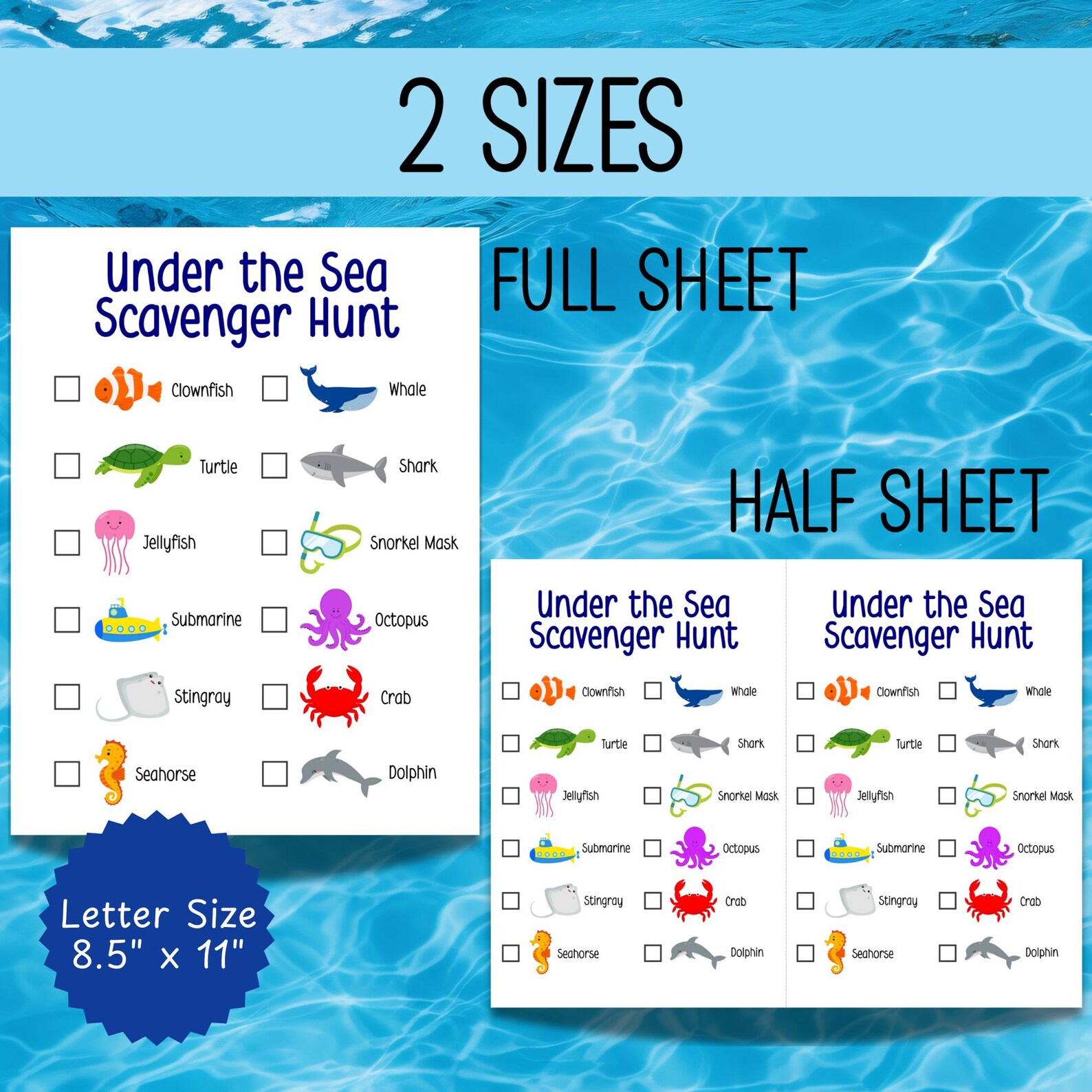 Under the Sea Scavenger Hunt, Ocean Treasure Hunt, Printable Scavenger ...