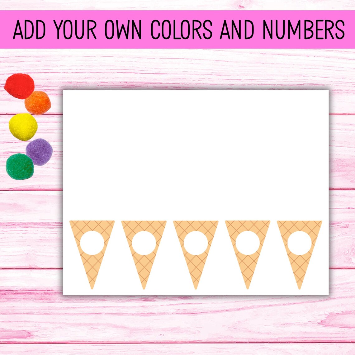 Ice Cream Color Matching and Counting Mats, Ice Cream Sensory Bags ...