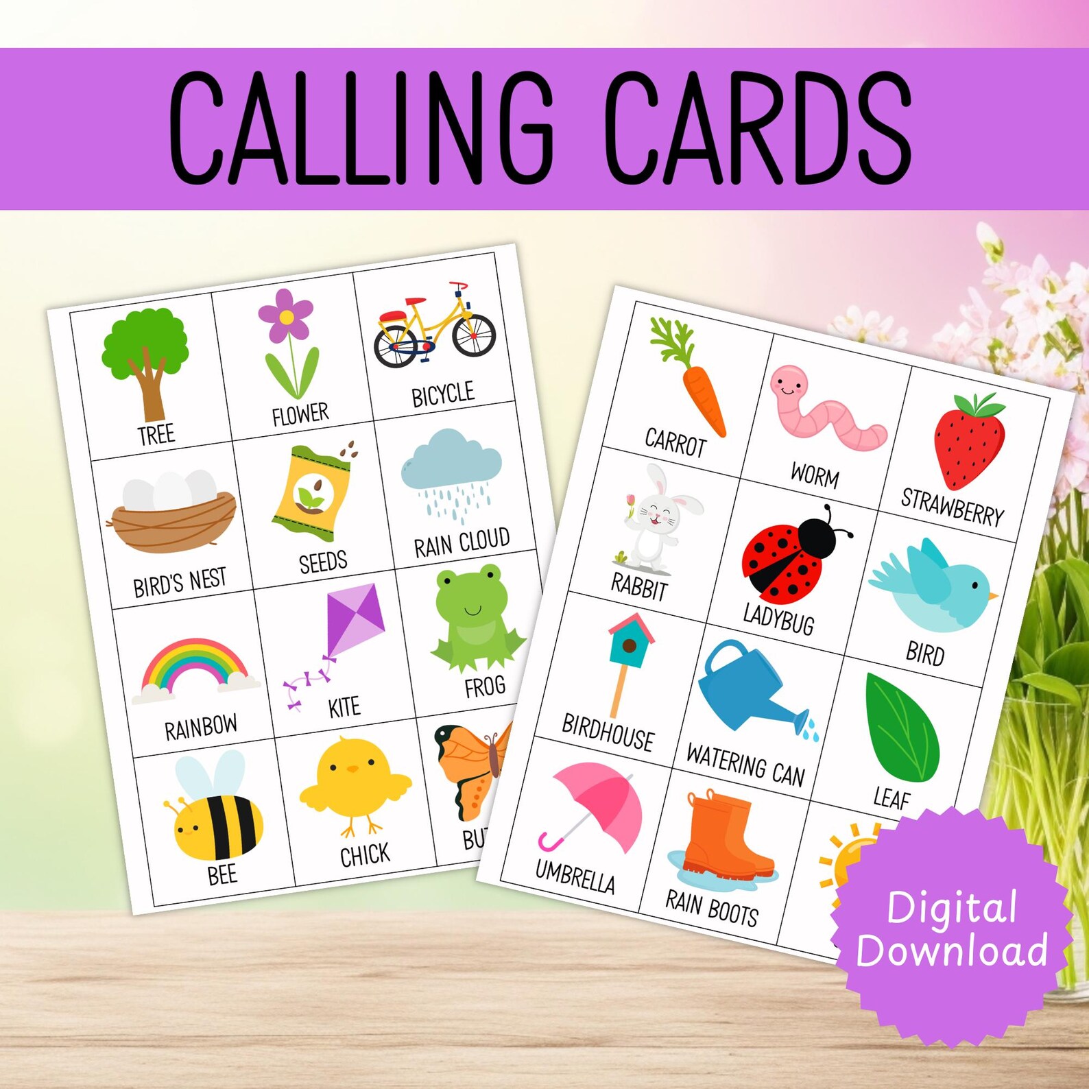 Spring Bingo, Springtime Bingo, 30 Spring Bingo Cards, Printable Games ...