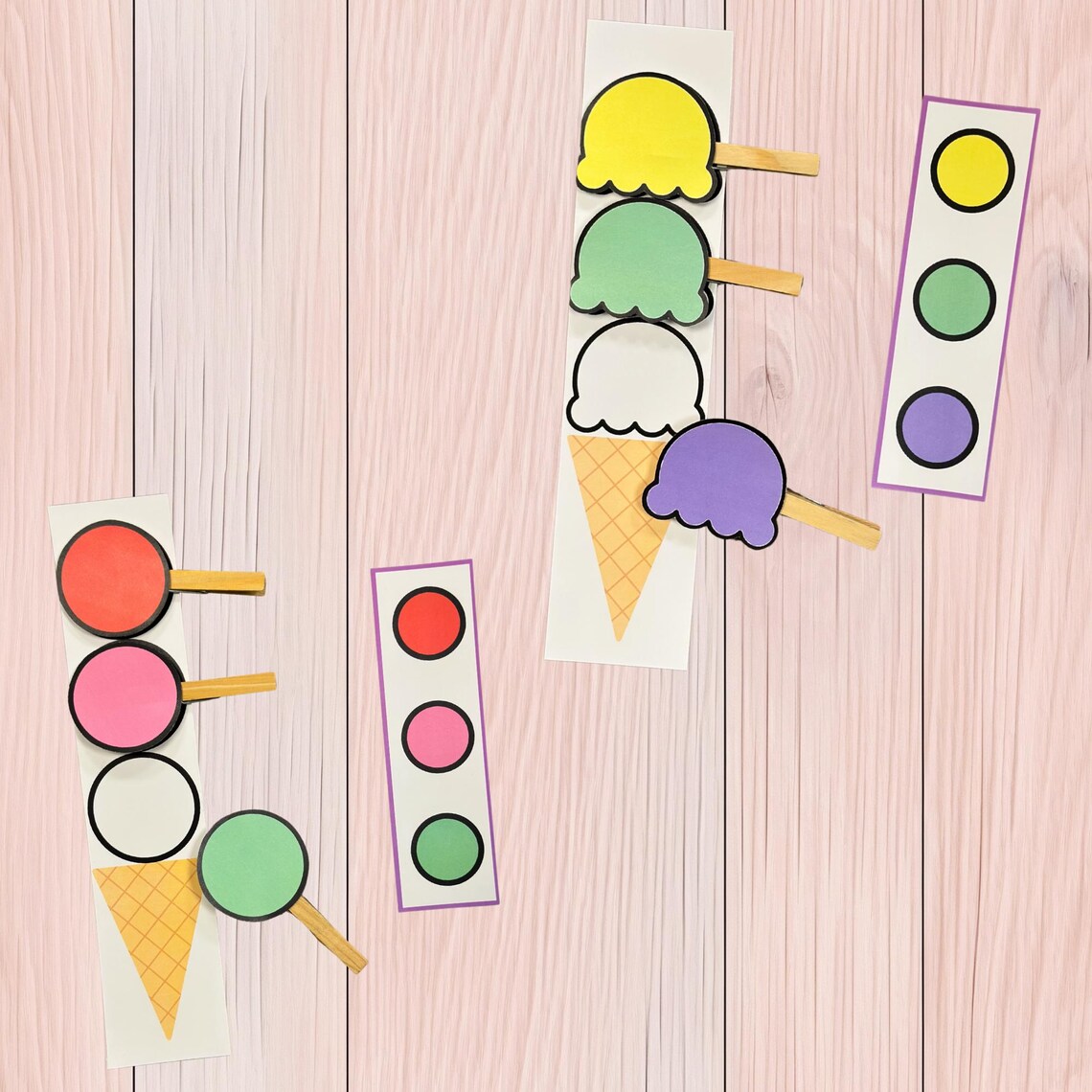 Ice Cream Color Matching Game, Color Matching Printables, Clip Cards ...