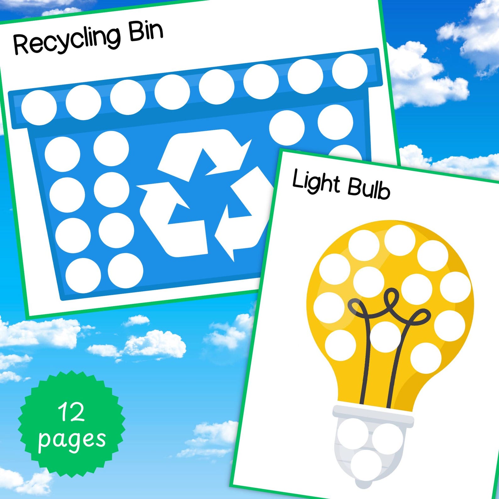 Earth Day Pom Pom Mats, Earth Day Printables, Pom Pom Mat Printable ...