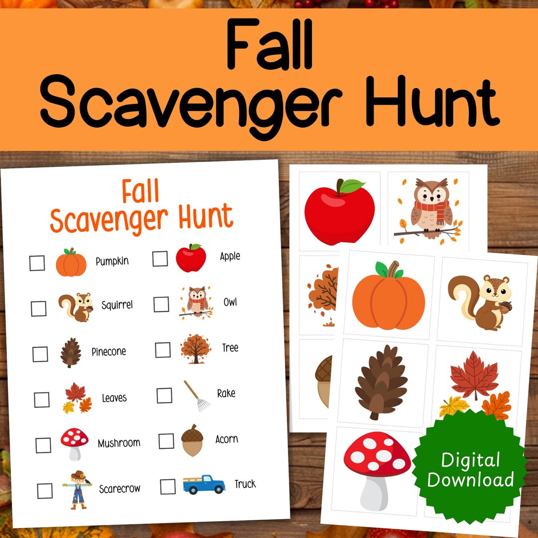 Fall Scavenger Hunt, Autumn Treasure Hunt, Printable Scavenger Hunt ...