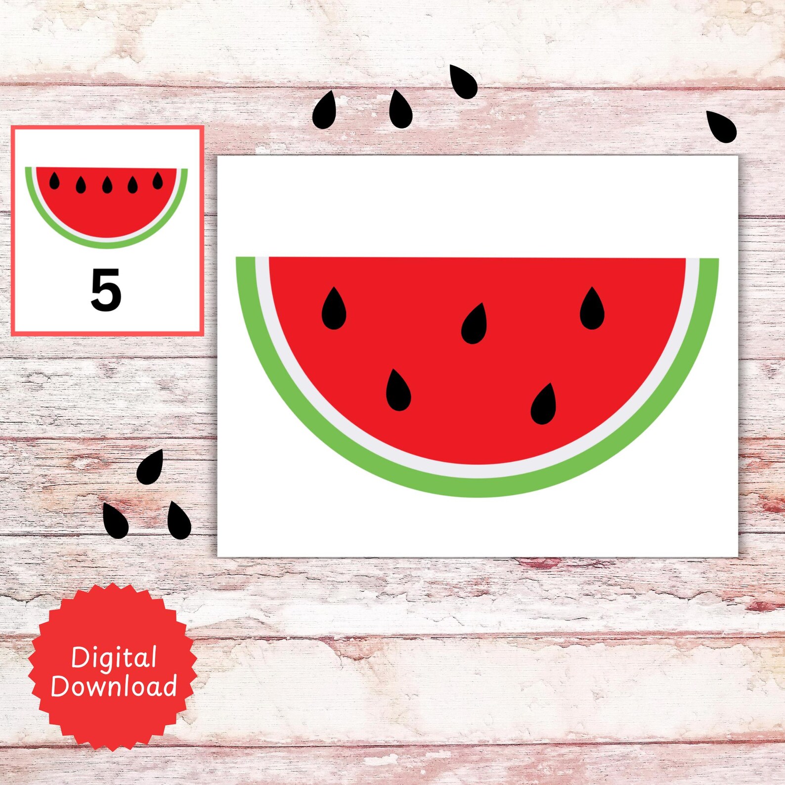 Watermelon Seed Counting Cards, Watermelon Counting, Watermelon Clip ...