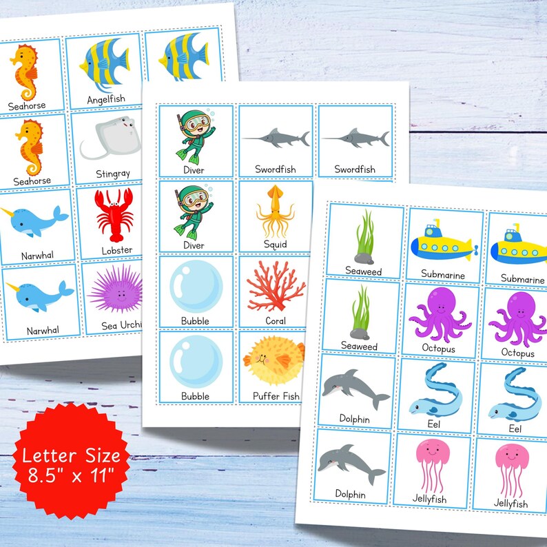 Under the Sea Memory Game, Ocean Matching Game, Memory Games for Kids ...