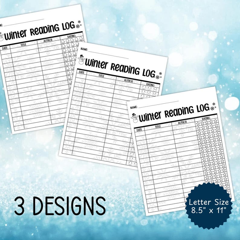 Winter Reading Logs, Book Tracker, Kids, Classroom, Library, Homeschool ...