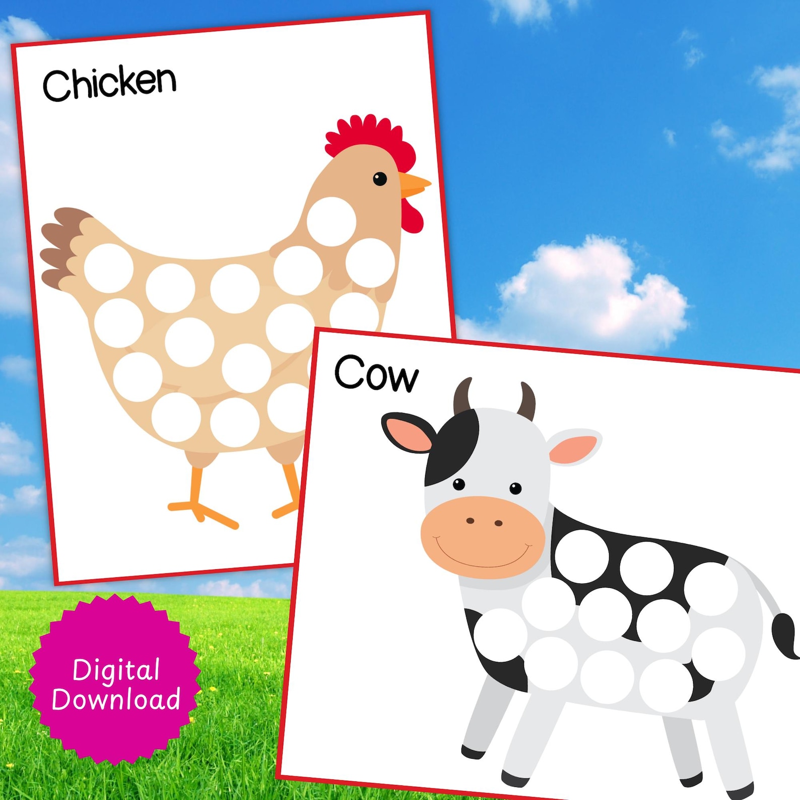 Farm Pom Pom Mats, Pom Pom Mat Printable, Farm Printables, Farm ...