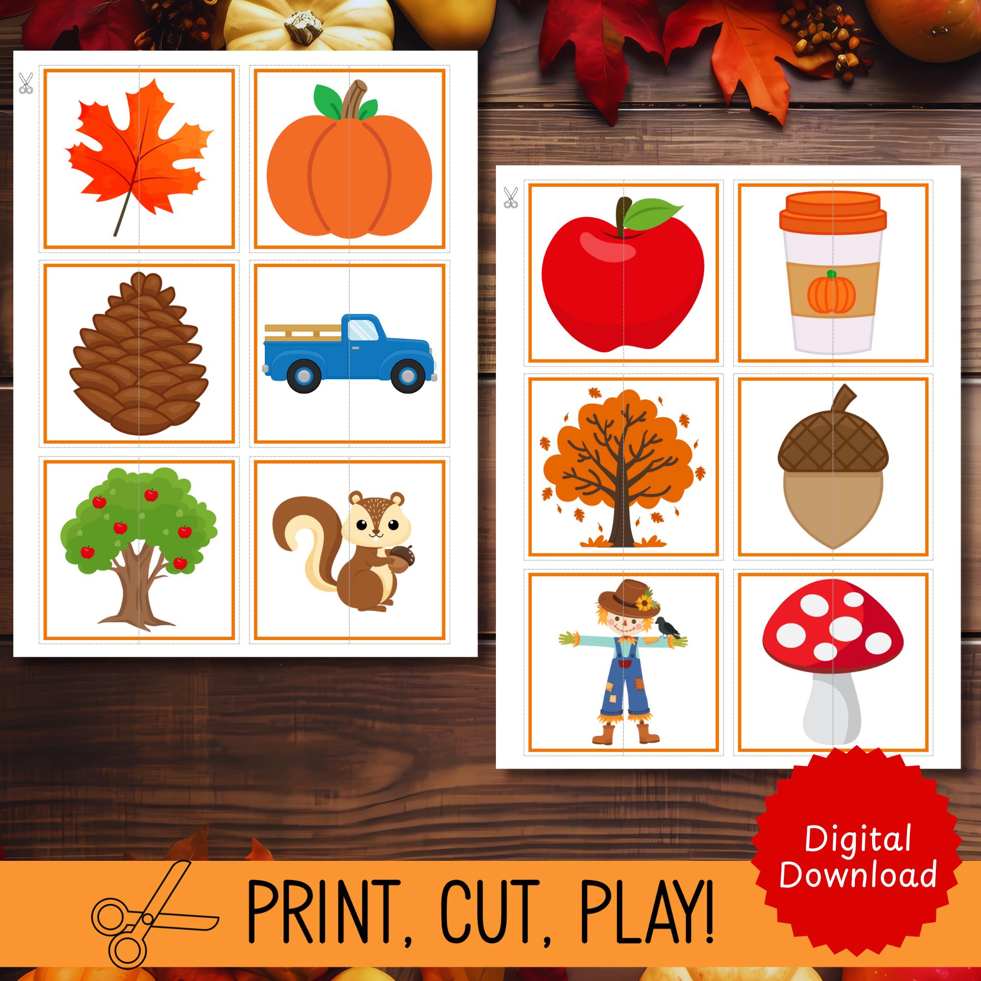 Fall Matching Puzzle Game, Fall Matching Game, Puzzle Games for Kids ...