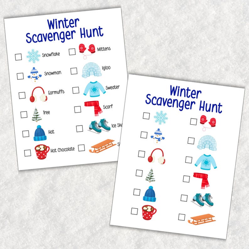 Winter Scavenger Hunt, Winter Treasure Hunt, Printable Scavenger Hunt ...