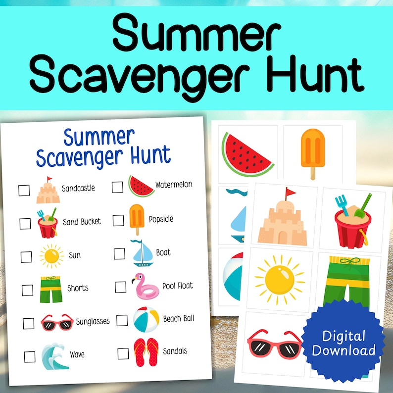 Summer Scavenger Hunt, Summer Treasure Hunt, Printable Scavenger Hunt ...