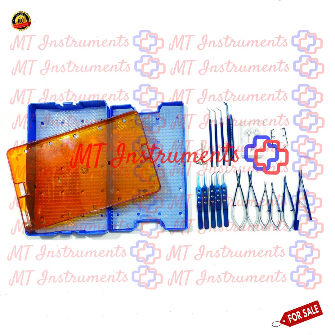 Cataract Eye Surgery Instruments Set of 21 Pcs Titanium Coated With ...