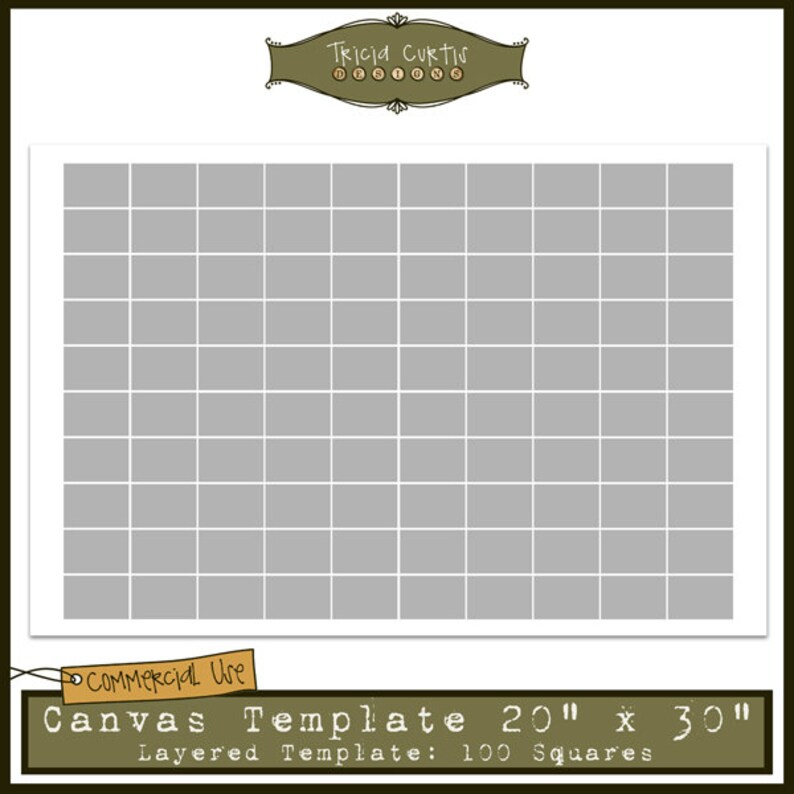 20 X 30 Canvas Template 100 Squares Collage Sheet | Etsy