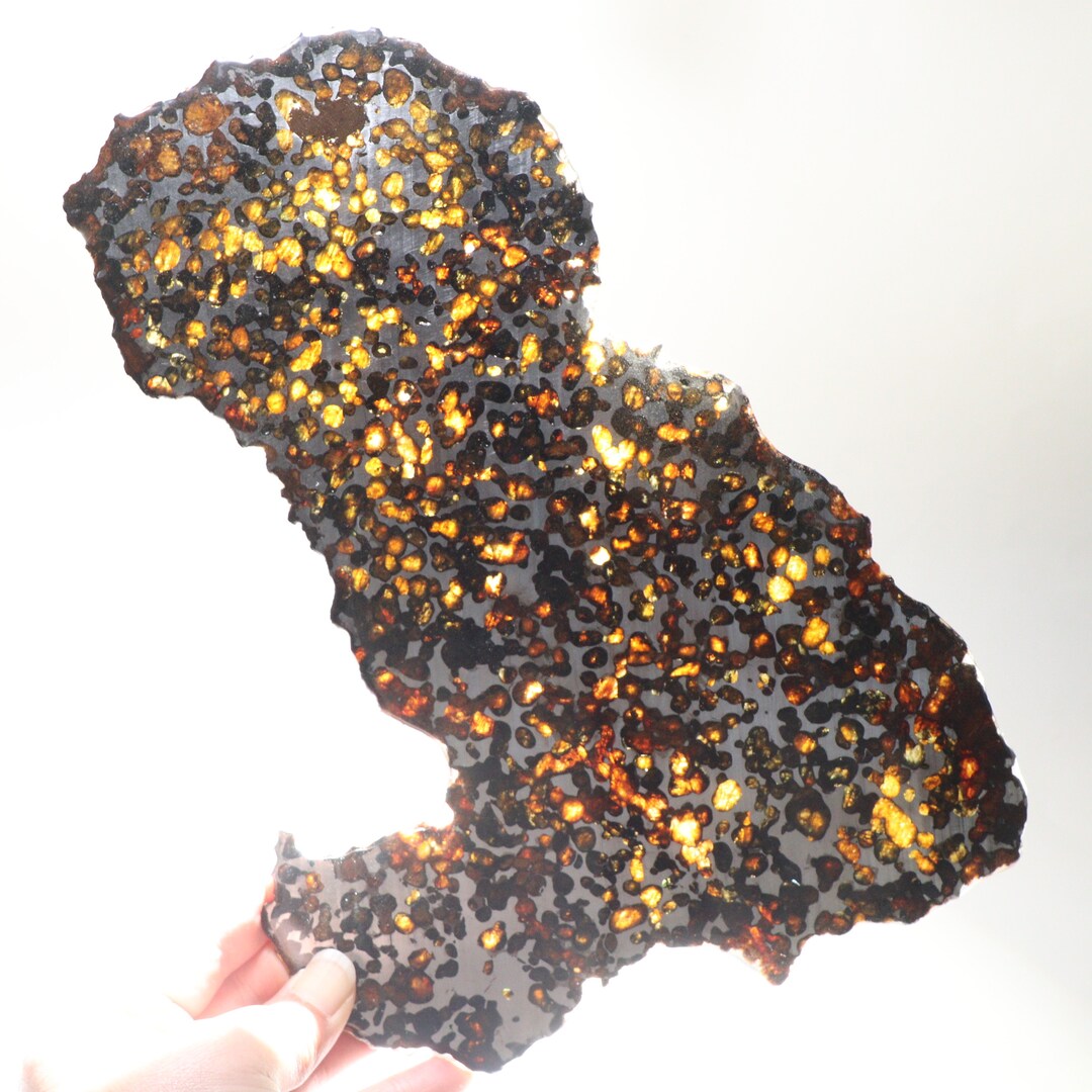 PALLASITE Meteorite Slice 352g ,natural SERICHO METEORITE Olive ...