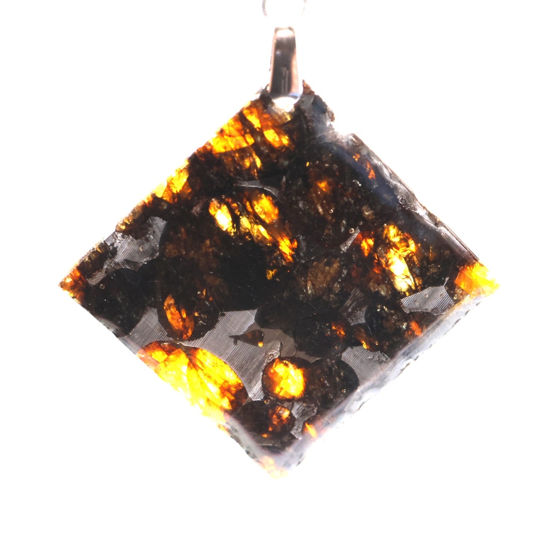 Sericho Kenya Pallasite Meteorite Pendant,olive Meteorite Necklace ...