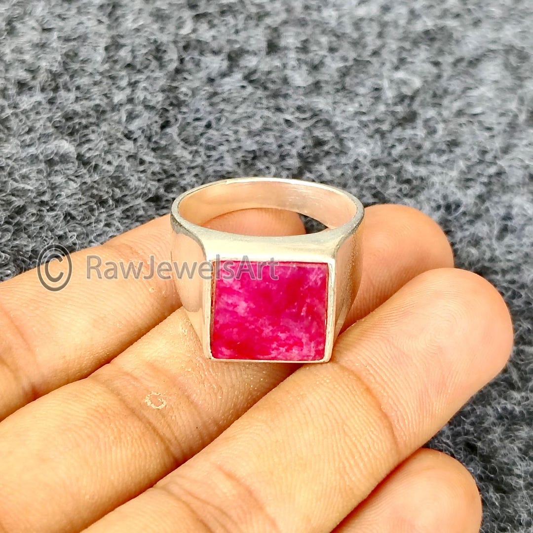 Ruby Corundum Ring, Gothic Style Ring, Handmade Ring, 925 Solid Silver ...